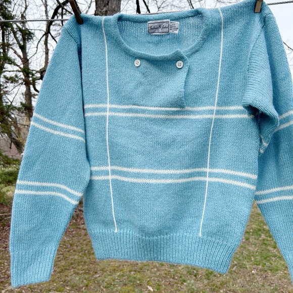 Vintage | Sweaters | Vintage Baby Blue Sweater | Poshmark